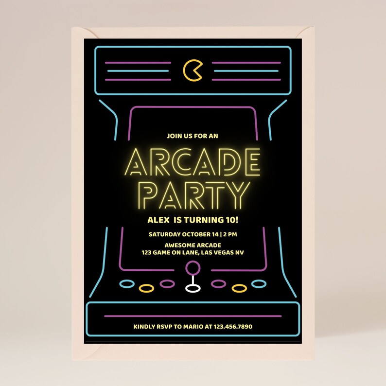 Arcade Birthday Party Invitation | Digital Download - Etsy