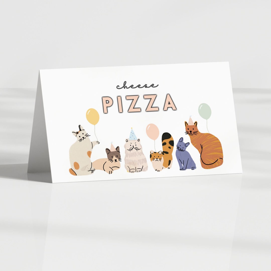 Cat Birthday Party Food Tent Sign | Digital Download | Editable - Etsy