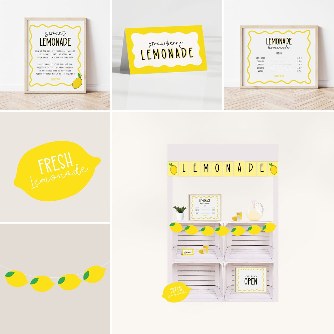 Lemonade Stand Bundle | Pretend Play Kit | Editable Digital Download - Etsy