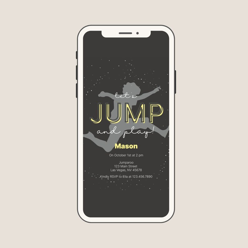 Jump Party Invitation | Editable on Corjl | Digital Download - Etsy