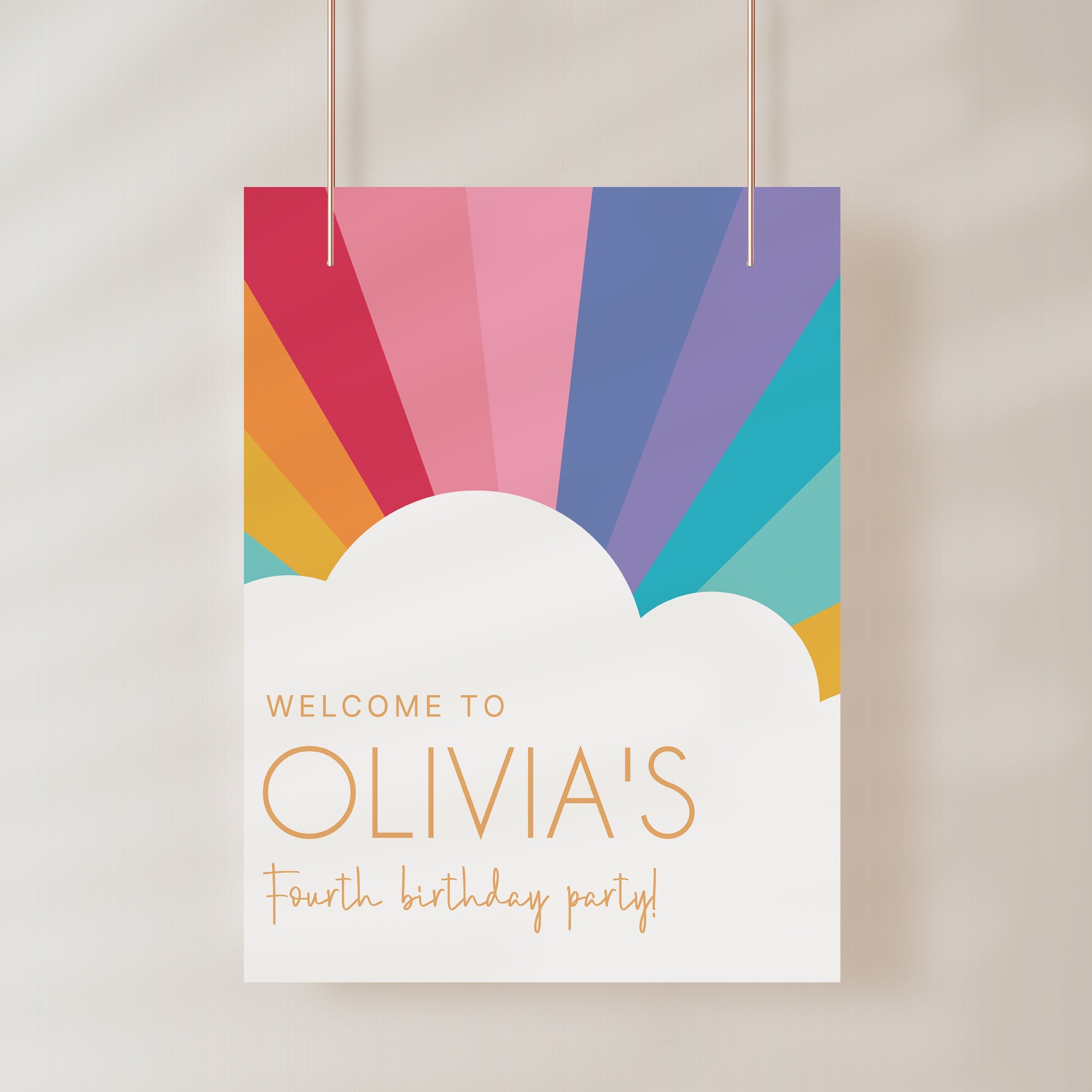 Rainbow of Fun Birthday Party Welcome Sign | Editable Download - Etsy