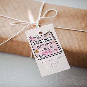 Teacher Thank You Gift Tag | Groovy Pink Design | Instant Download - Etsy