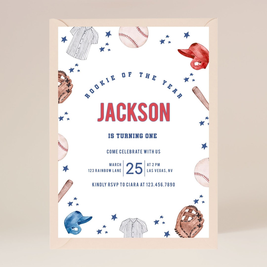 Rookie of the Year Birthday Invitation | Editable on Corjl - Etsy