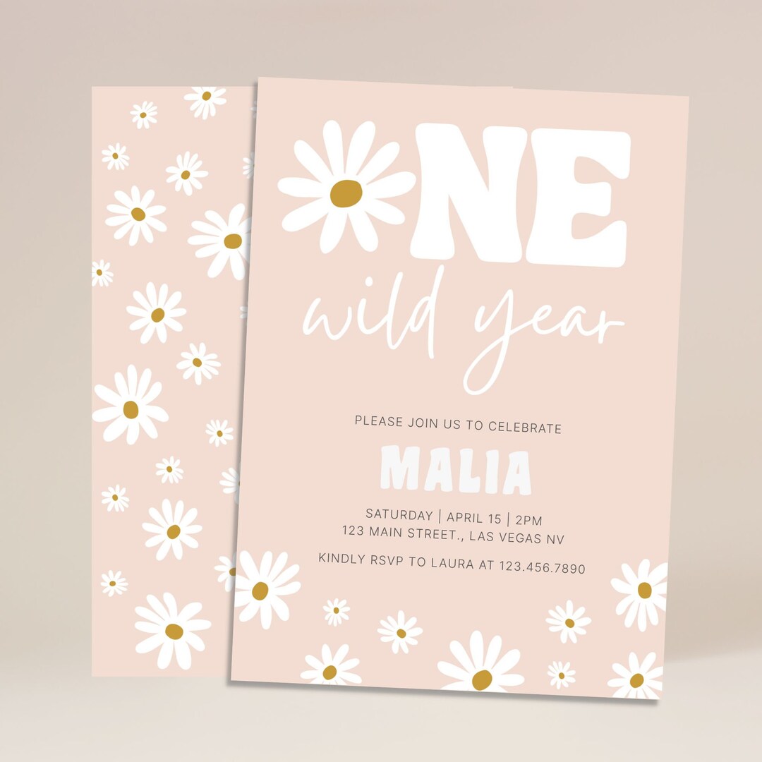 One Wild Year Birthday Party Invitation | Editable on Corjl - Etsy