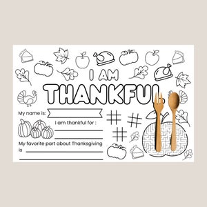 I Am Thankful // Happy Thanksgiving Placemat | Instant Download ...