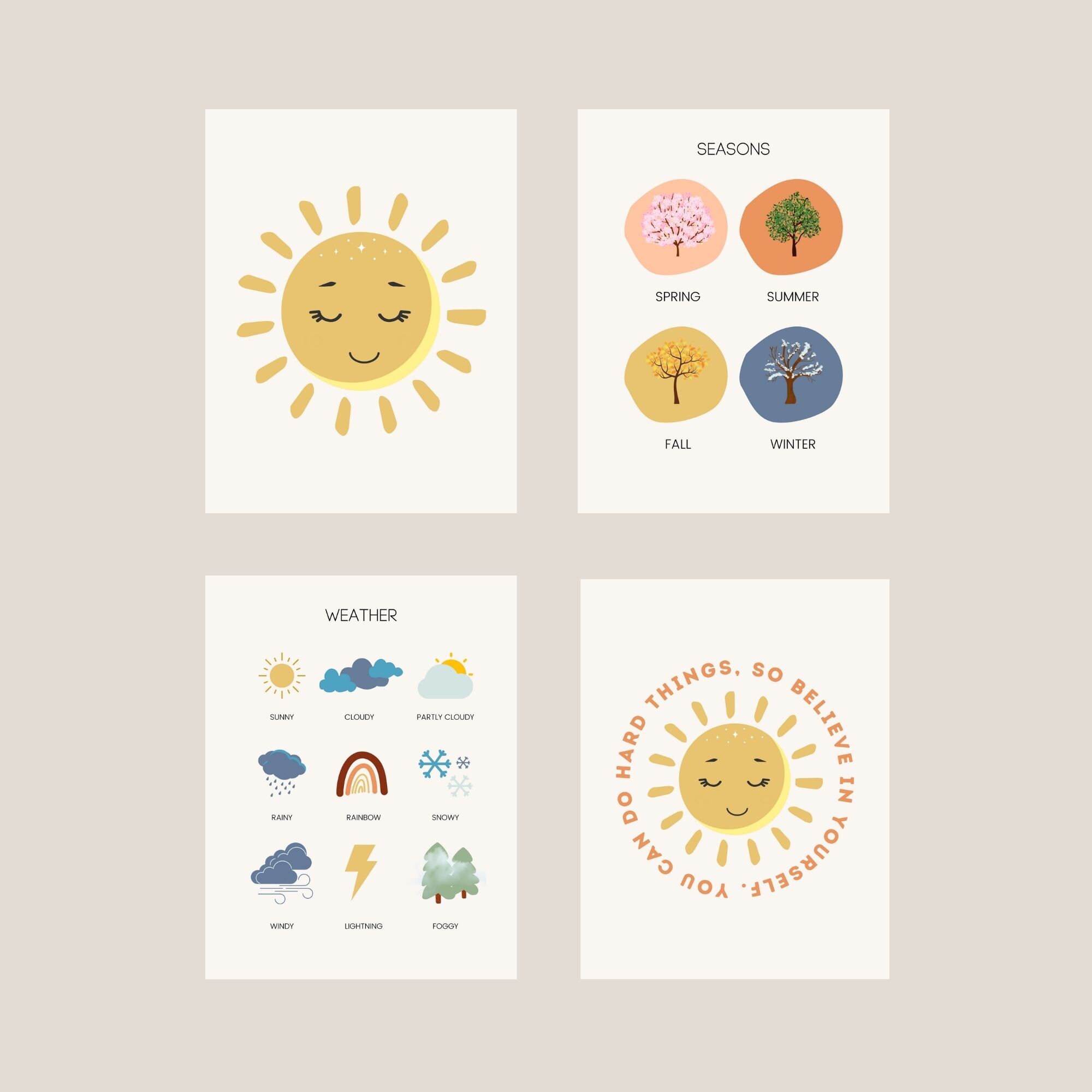 BOHO Educational Poster Bundle Instant Download Printable Homeschool ...