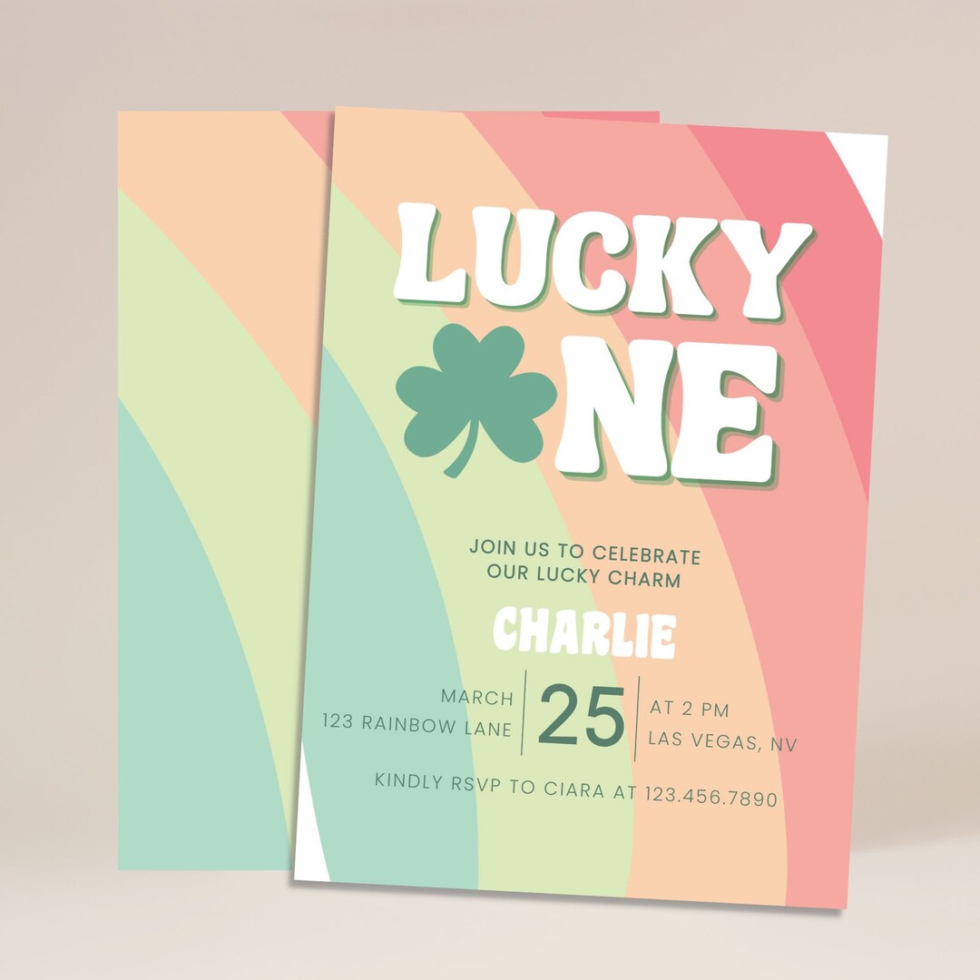 Lucky One Birthday Invitation | Editable on Corjl - Etsy