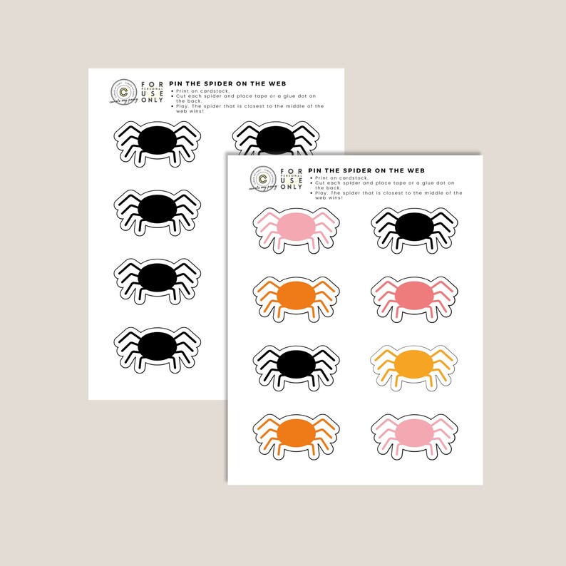 Pin the Spider on the Web Party Game | Colorful Printable | Instant ...