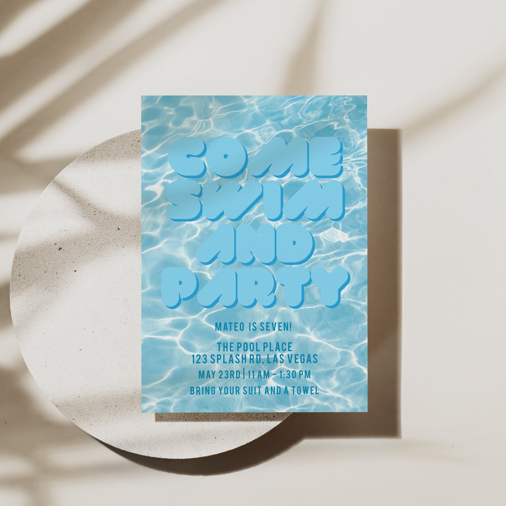 Swim and Party Birthday Party Invitation | Editable Template - Etsy