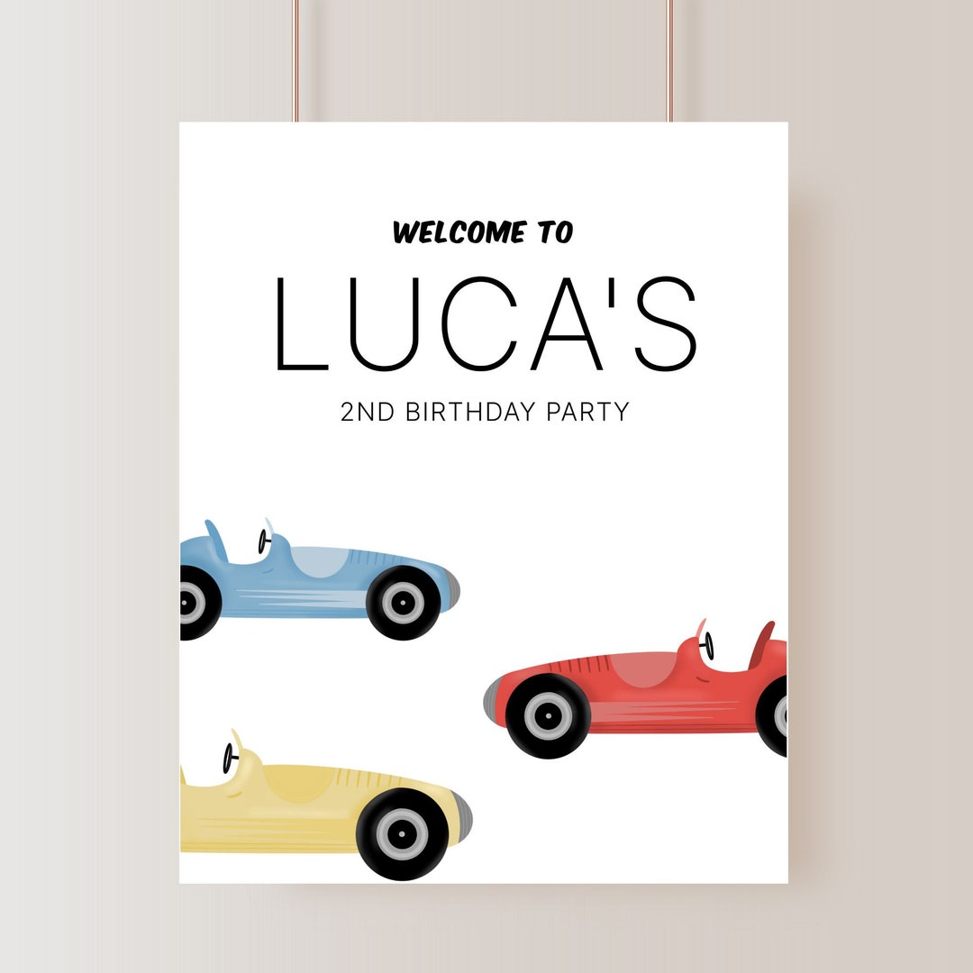 Two Fast Racing Party Welcome Sign | Editable on Corjl | Digital ...