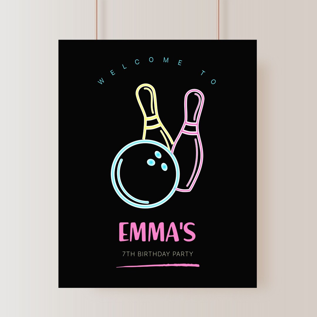 Cosmic Bowling Welcome Sign | Editable on Template on Corjl - Etsy