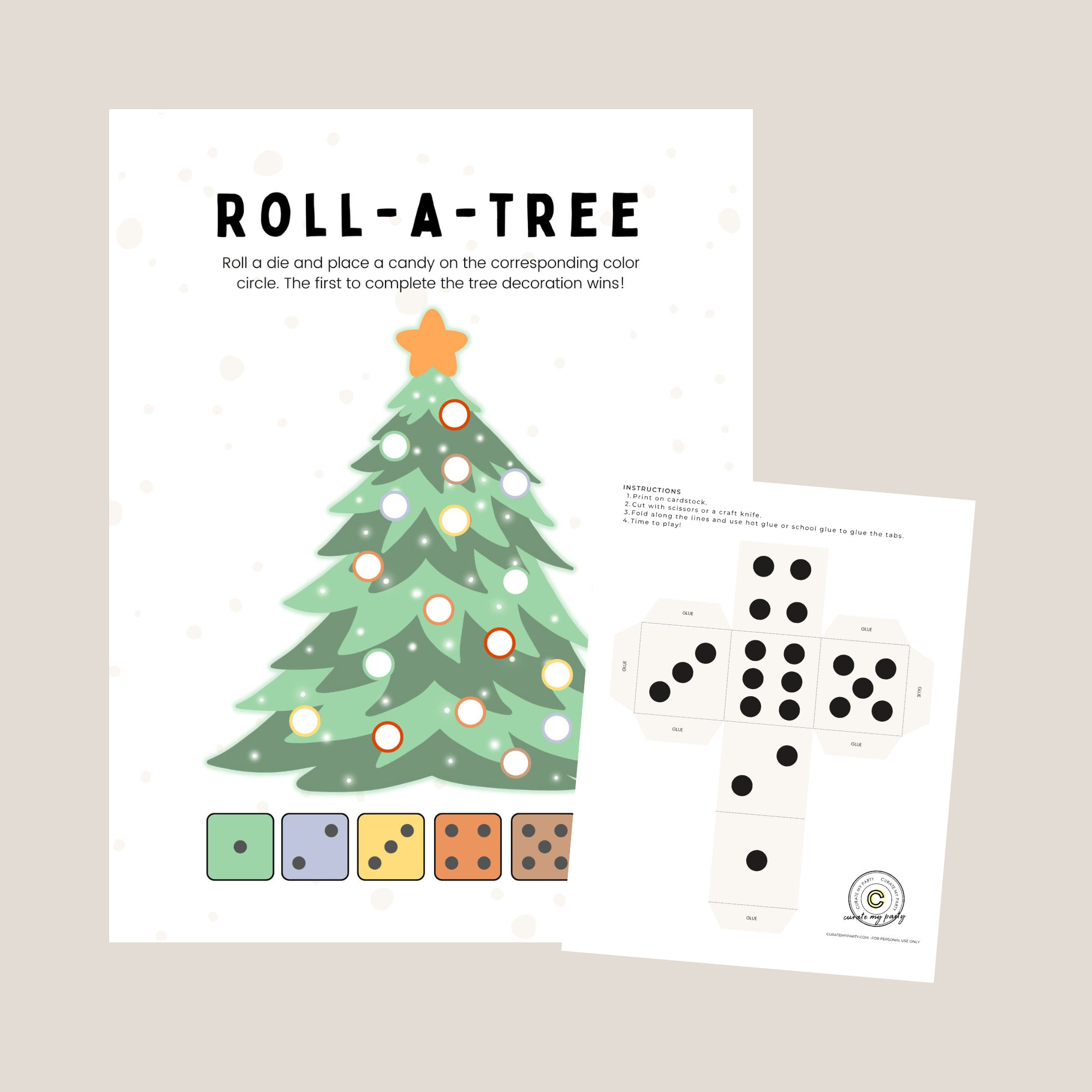 Roll a Tree Christmas Game Printable Instant Download - Etsy