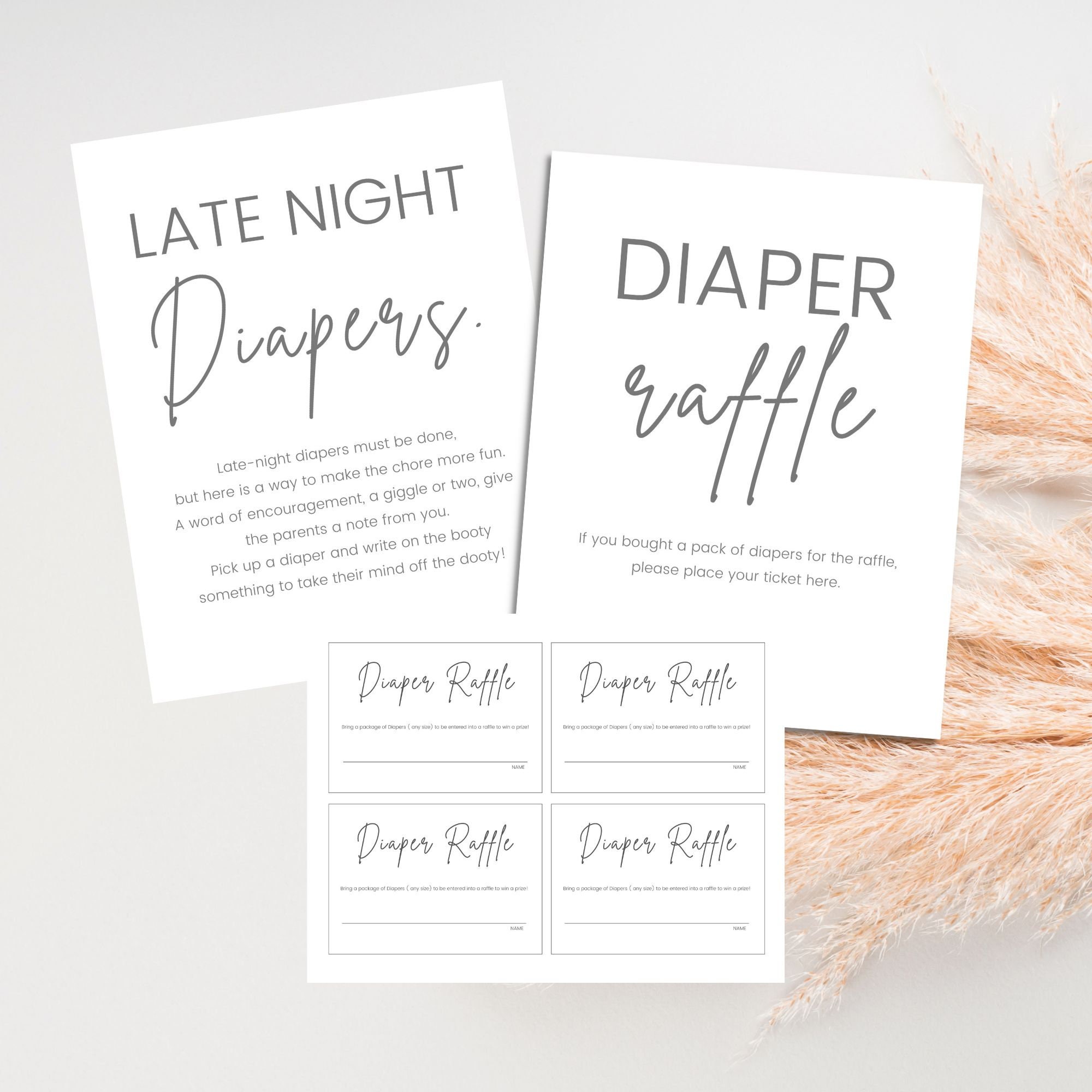 Diaper Raffle and Late Night Diapers Sign Instant Download - Etsy
