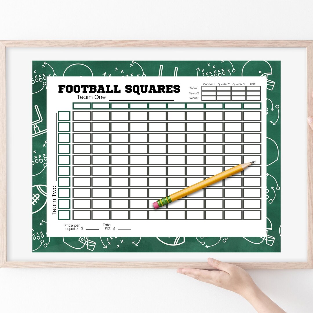 Football Squares Game Printable • Football Grids • Superbowl Game ...