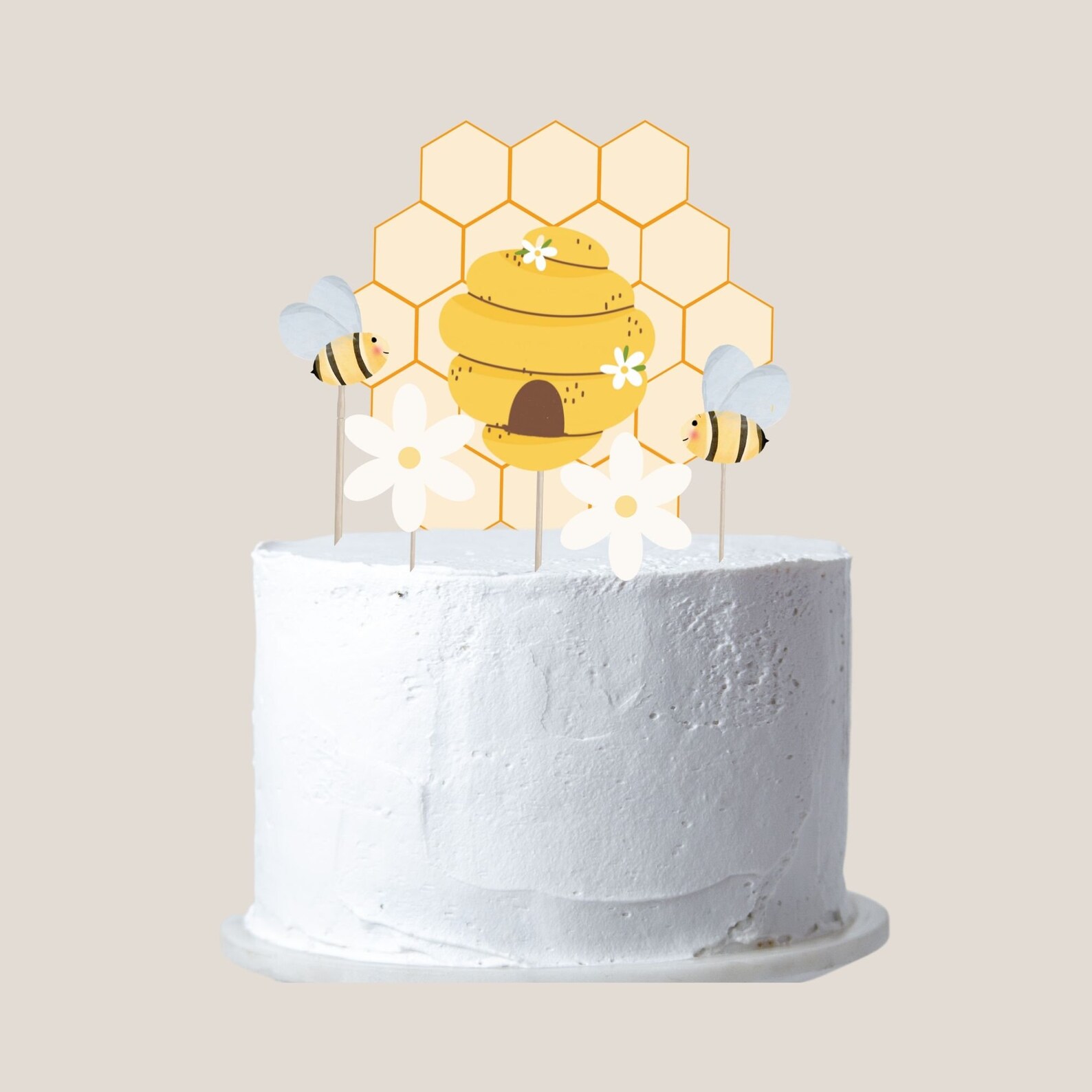 BEE-DAY Cake Topper and Cupcake Toppers Instant Download DIY - Etsy