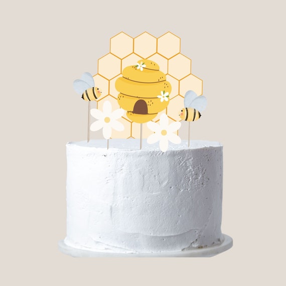 BEE-DAY Cake Topper and Cupcake Toppers Instant Download | Etsy