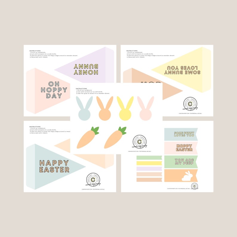 Banderas de banderín de Pascua / Decoración de cesta de Pascua / Fiesta ...