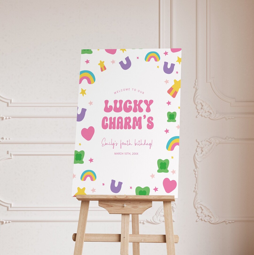Lucky Charm Birthday Party Welcome Sign | Editable Download - Etsy