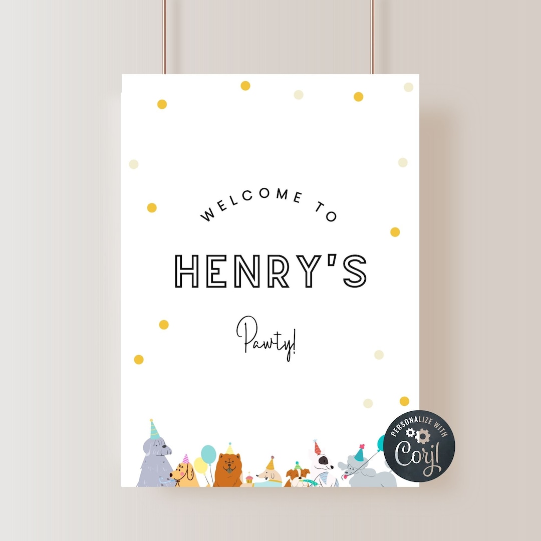 Dog Pawty Welcome Sign | Puppy Party Sign | Let's Party Birthday Sign ...