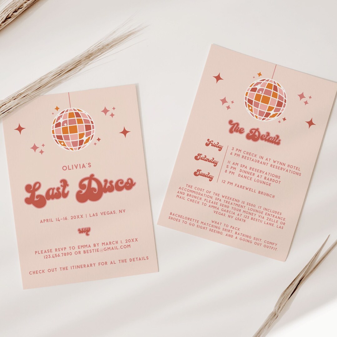 Last Disco Bachelorette Party Invitation | Editable Template | Digital ...