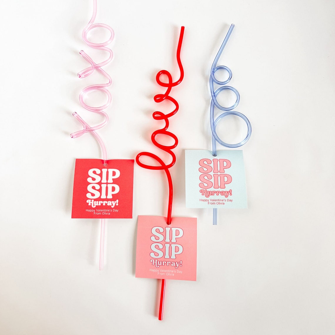 Sip Sip Hooray/hurray Valentine's Crazy Straw Labels Editable Template ...