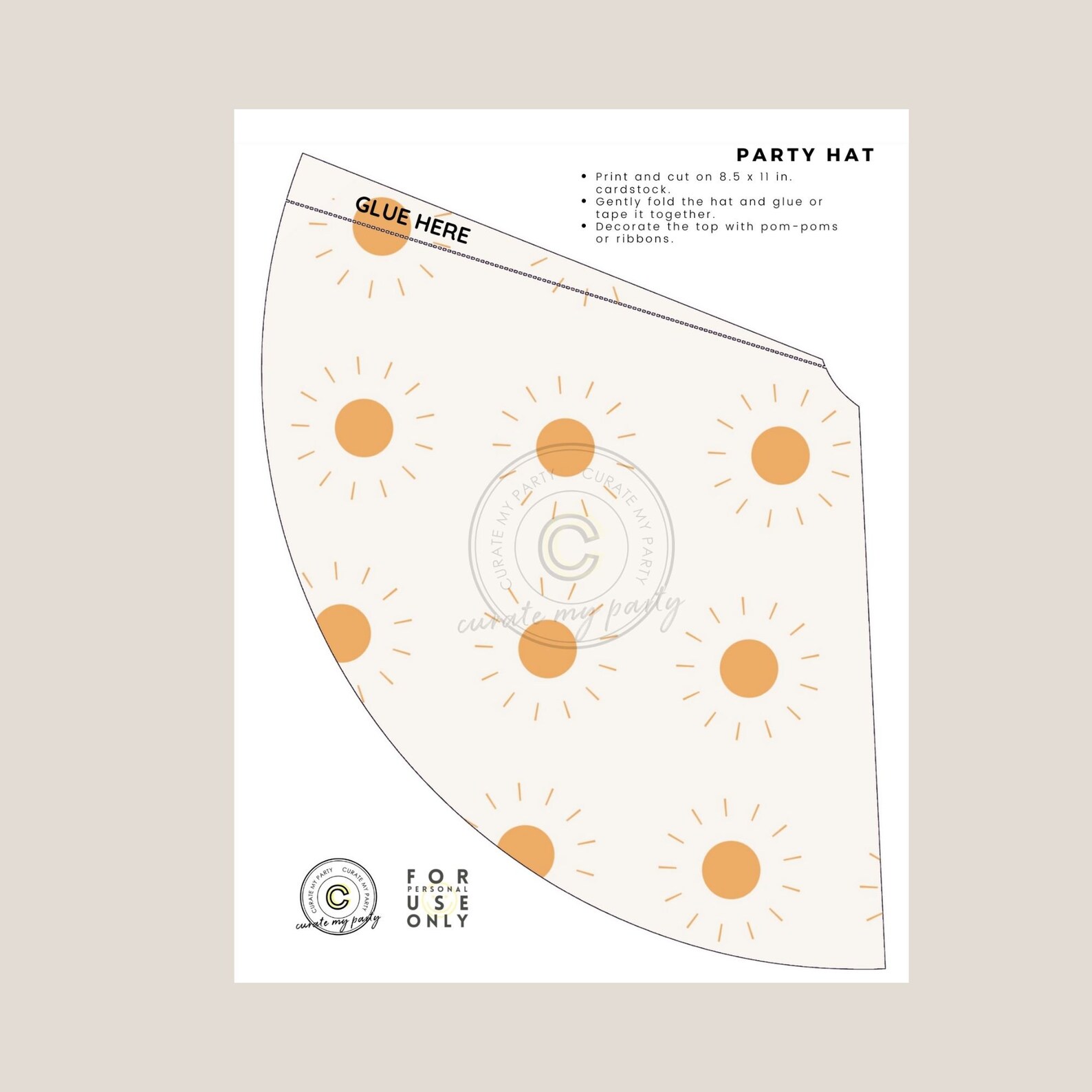 SUNSHINE | Party Hat | First Trip Around the Sun | Instant Download - Etsy