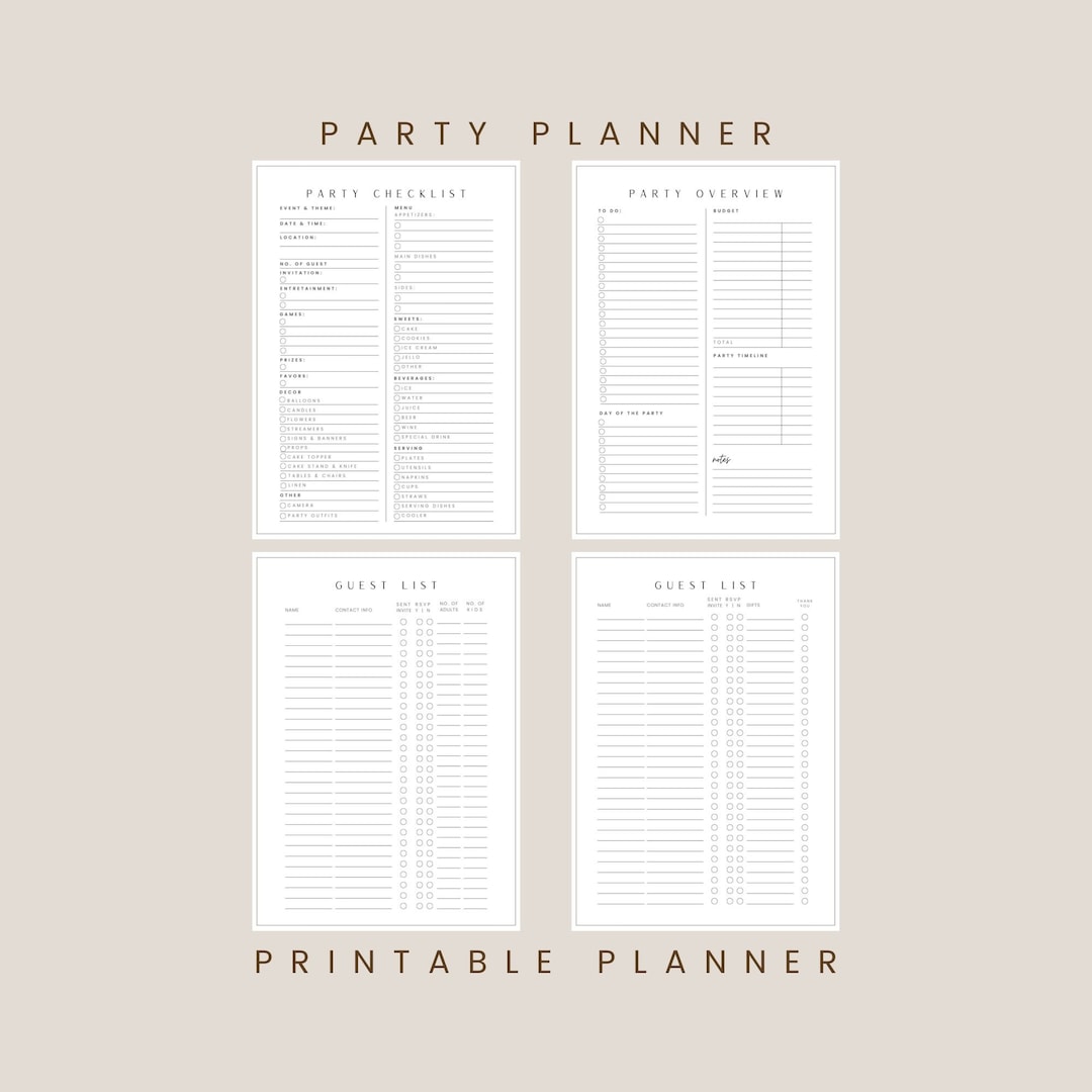 Party Event Planner | Instant Download PDF | A4 Letter and A5 Half Size ...