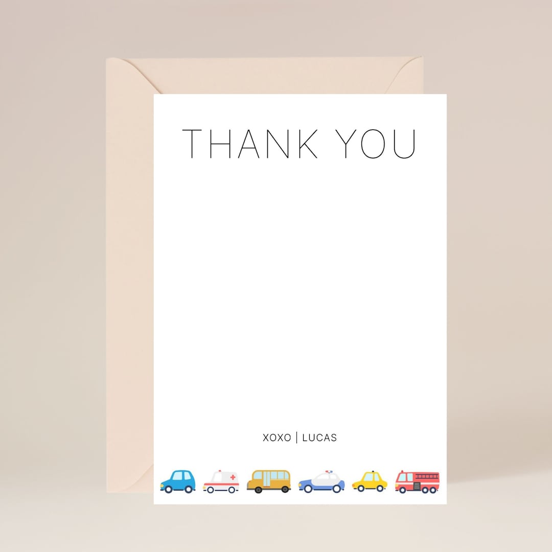 Transportation Thank You Card 5x7 | Editable on Corjl - Etsy