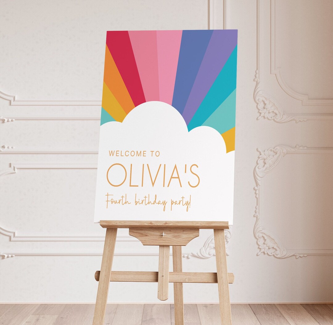 Rainbow of Fun Birthday Party Welcome Sign | Editable Download - Etsy
