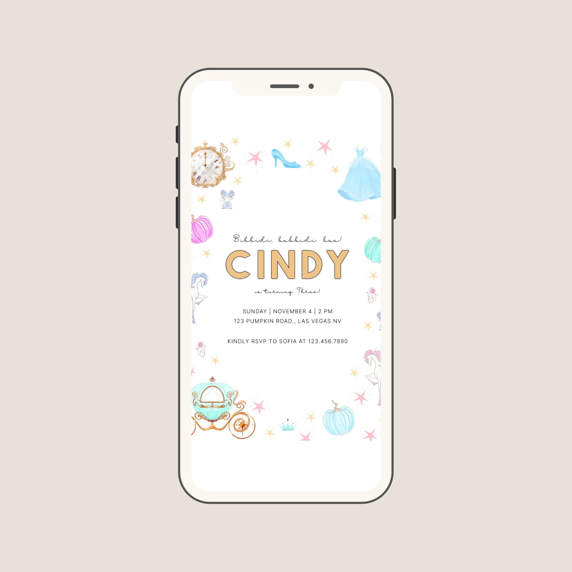 Princess Birthday Party Invitation | Bibbidi, Bobbidi, Boo! | Editable ...