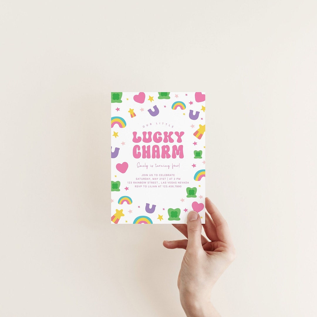 Lucky Charm Birthday Party Invitation | Editable Printable Download - Etsy