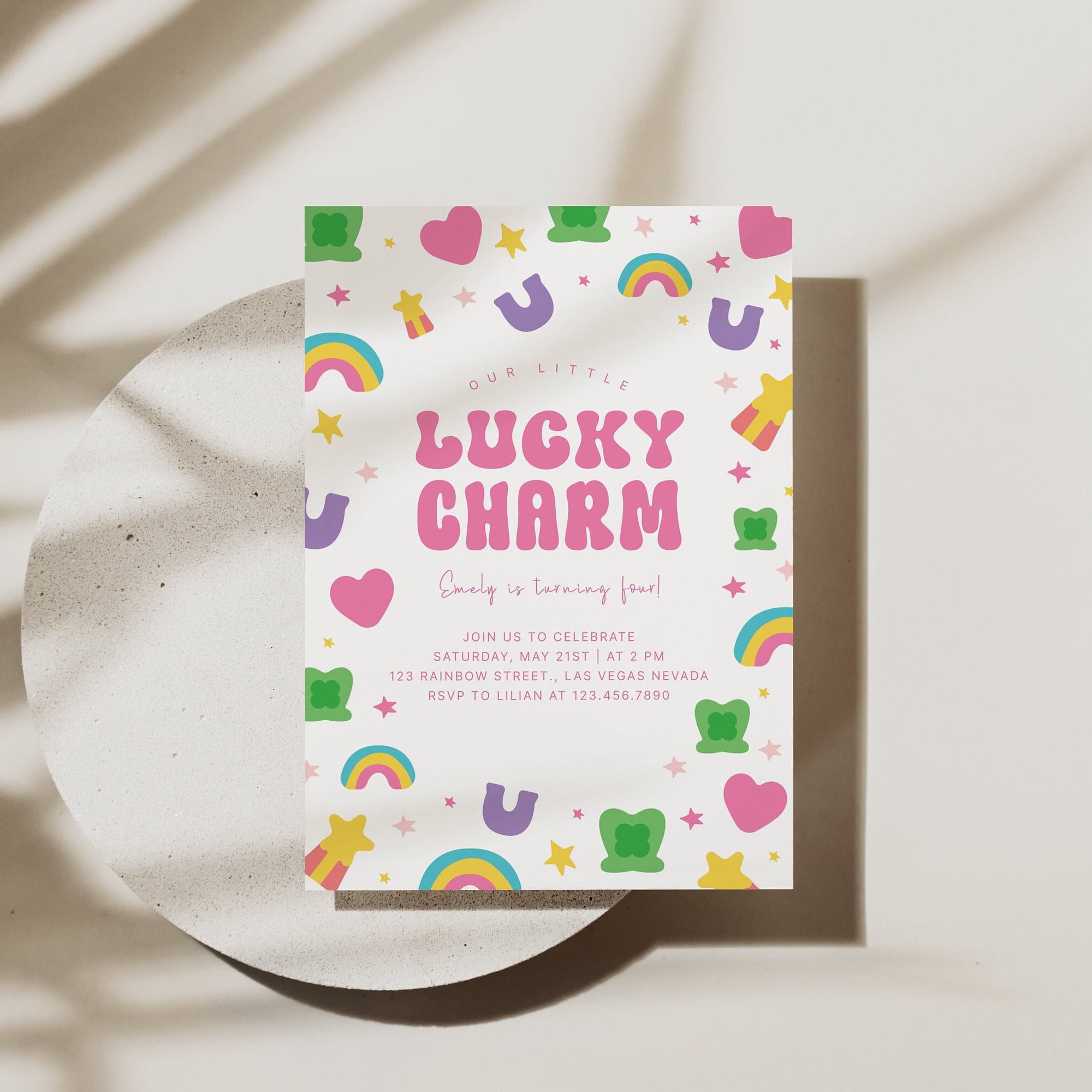Lucky Charm Birthday Party Invitation | Editable Printable Download - Etsy