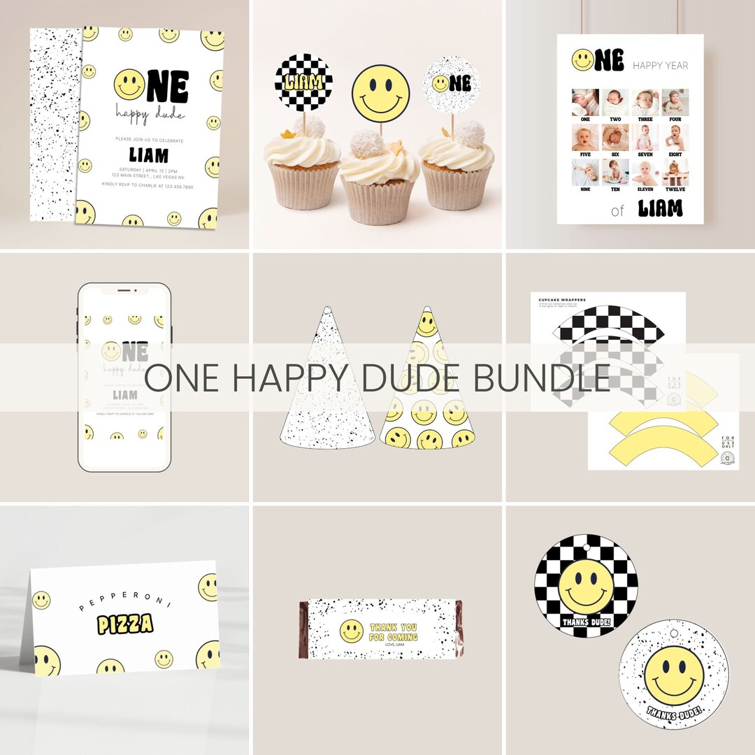 One Happy Dude Party Bundle Editable on Corjl Digital - Etsy