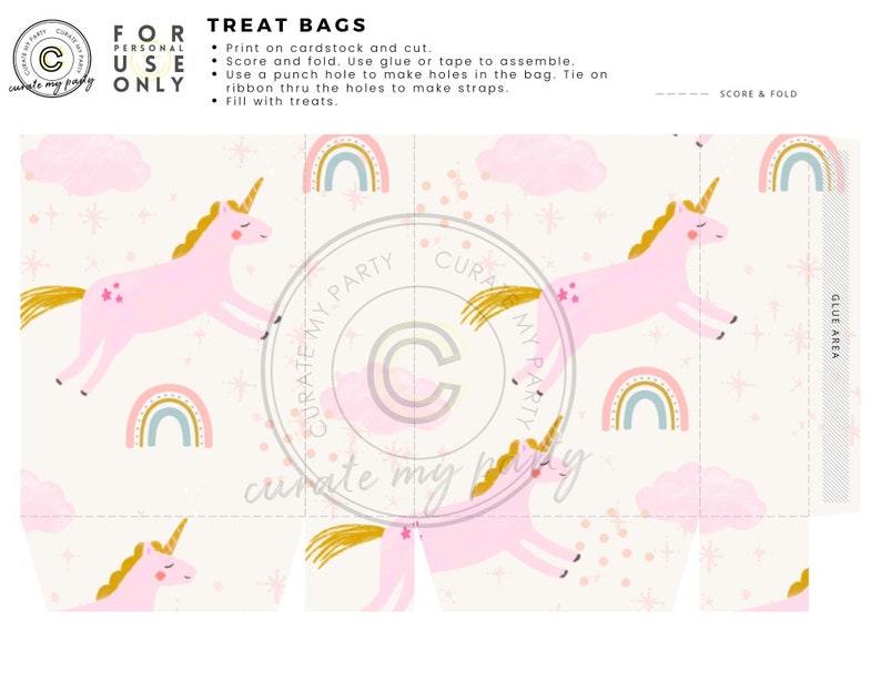Unicorn Treat Bag, Unicorn Birthday Party Decor, Party Favor, Unicorn ...
