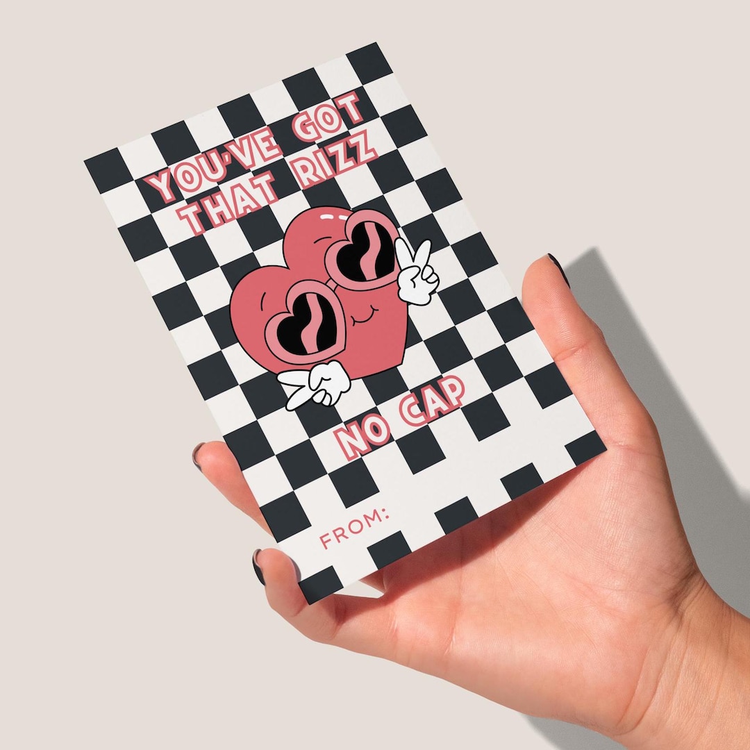 You've Got That Rizz No Cap Valentine's Cards Black Background ...