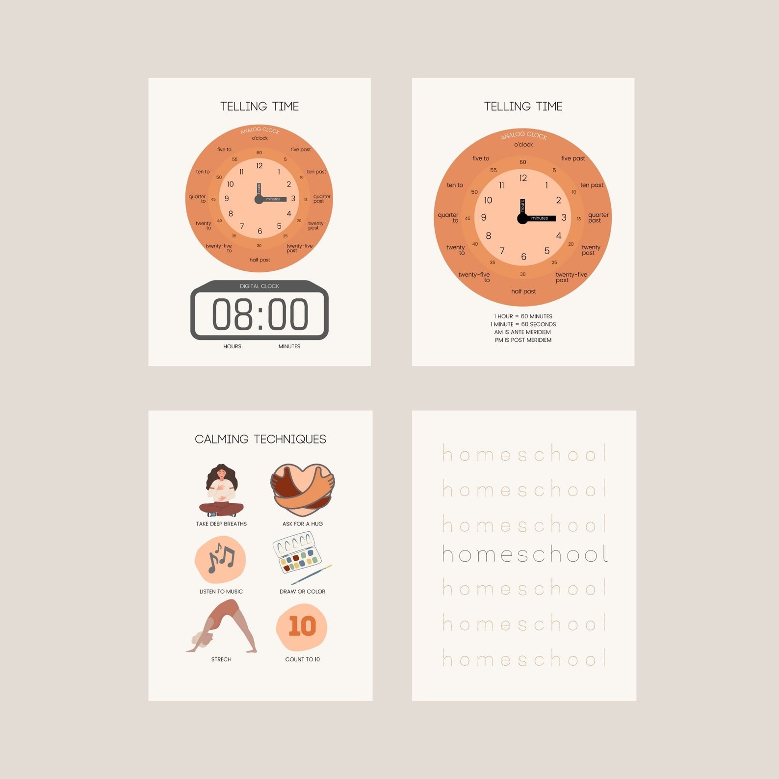 BOHO Educational Poster Bundle Instant Download Printable Homeschool ...