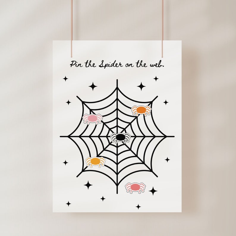 Pin the Spider on the Web Party Game | Colorful Printable | Instant ...