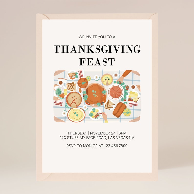 Thanksgiving Feast Party Invitation Digital Download Editable - Etsy