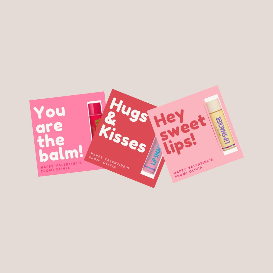 Lip Balm Valentine's Day Cards | Editable Printable Digital Download - Etsy