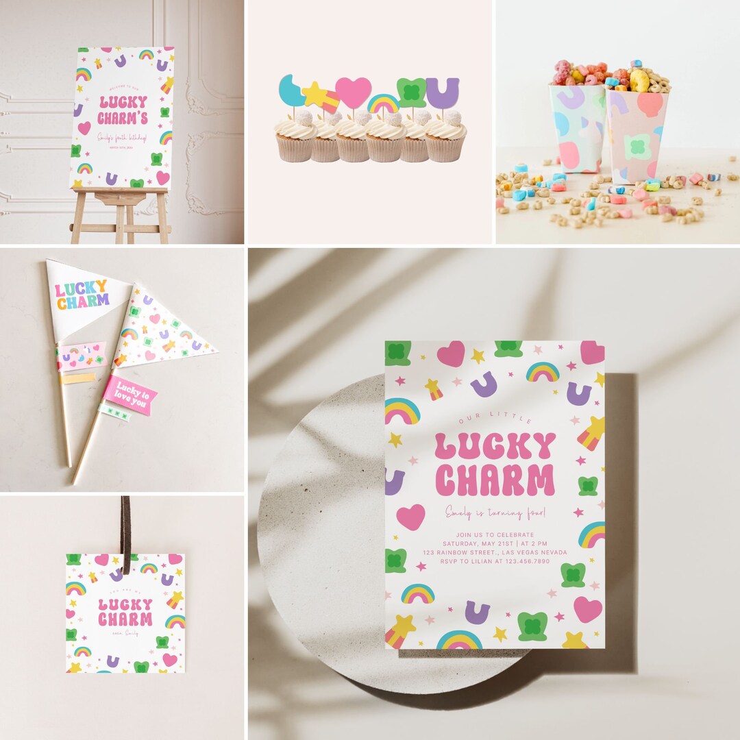 Lucky Charm Birthday Party Bundle | Editable and Instant Files - Etsy