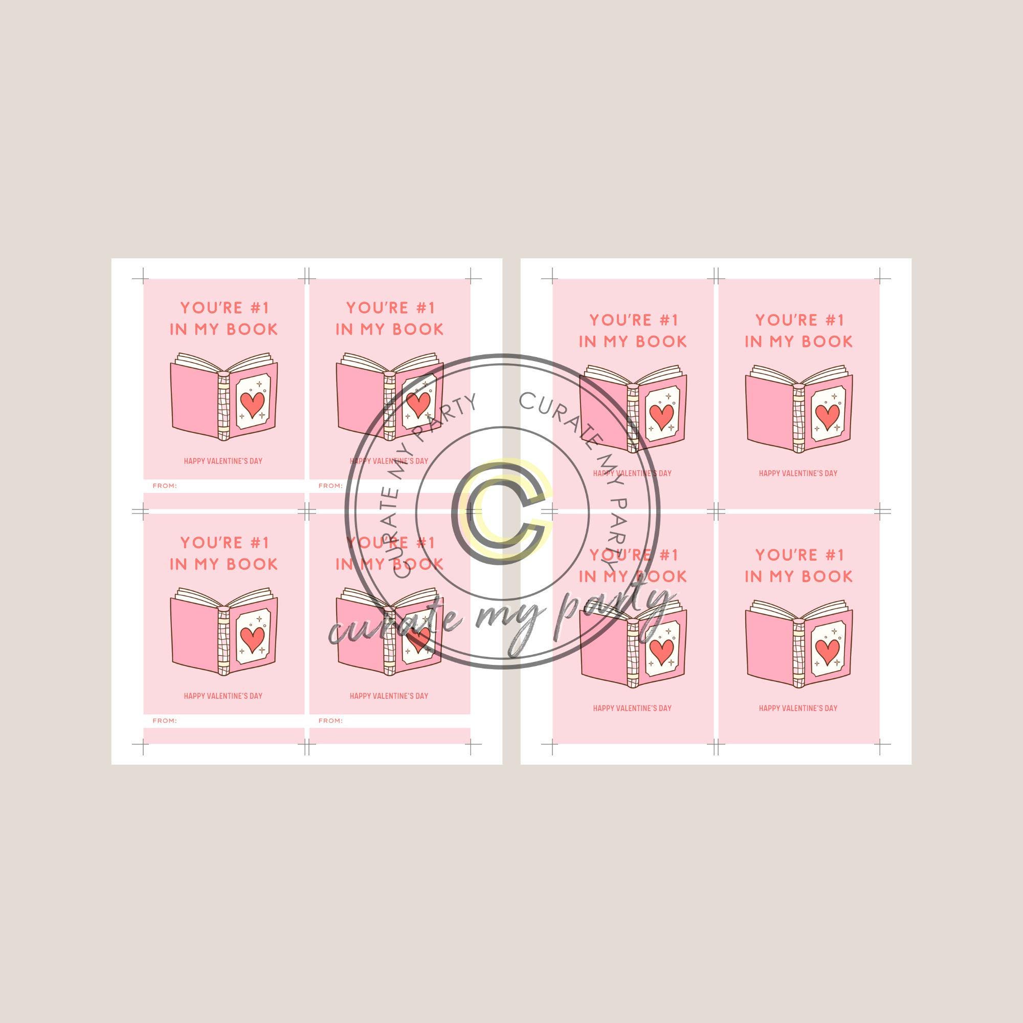 You're #1 in My Book | Valentine's Day Card | Printable Instant Digital ...