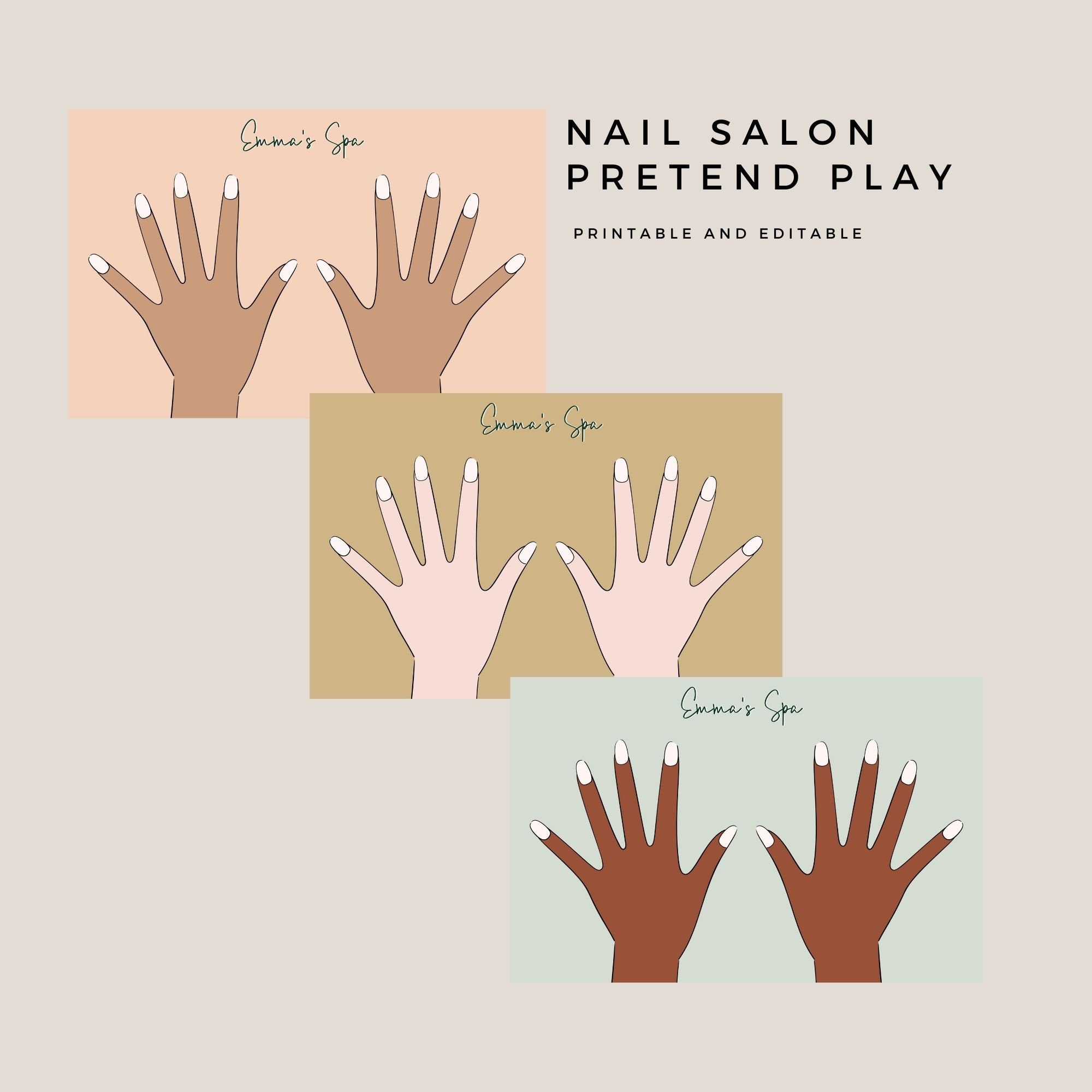 Nail Salon Pretend Play Printable Activity Worksheet | Editable on ...