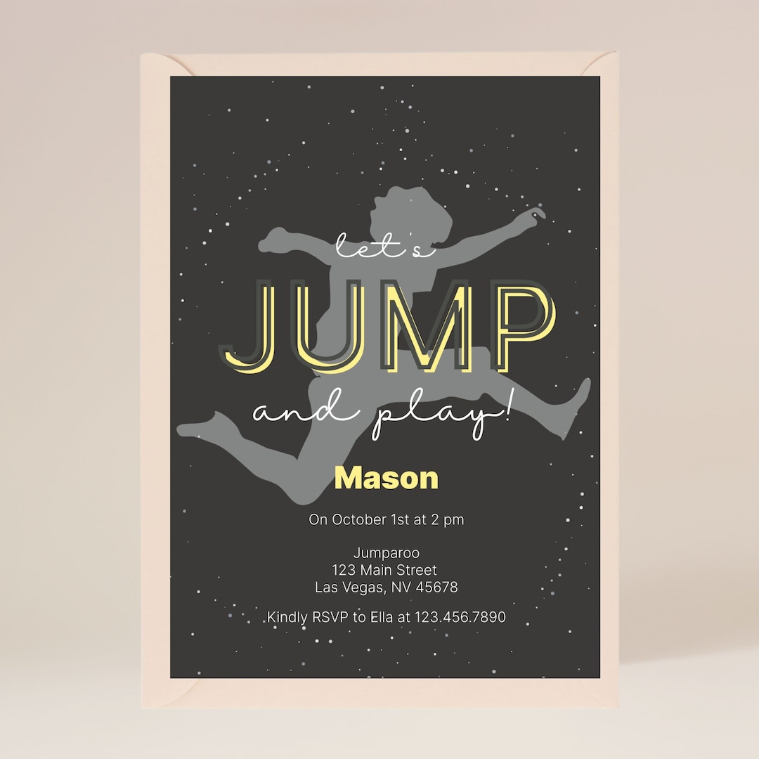 Jump Party Invitation | Editable on Corjl | Digital Download - Etsy