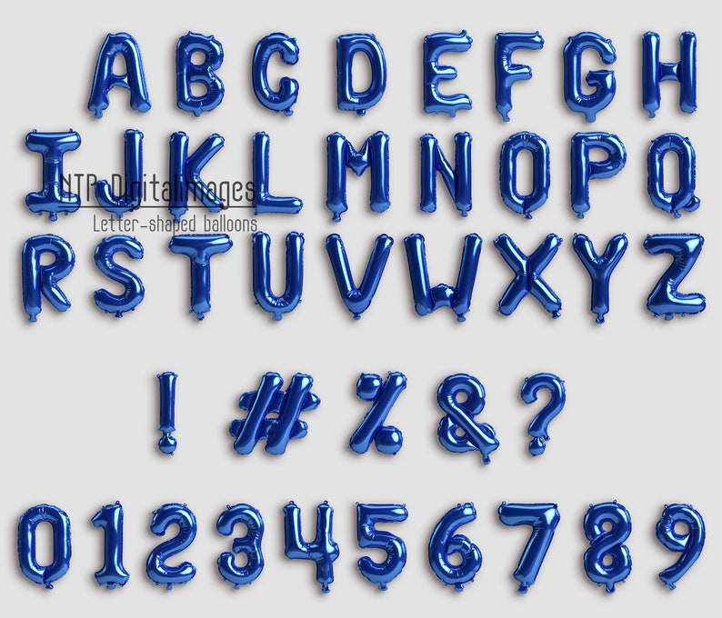 Balloons Font PNG Font Glossy Blue Balloons Alphabet Font, Newspaper ...