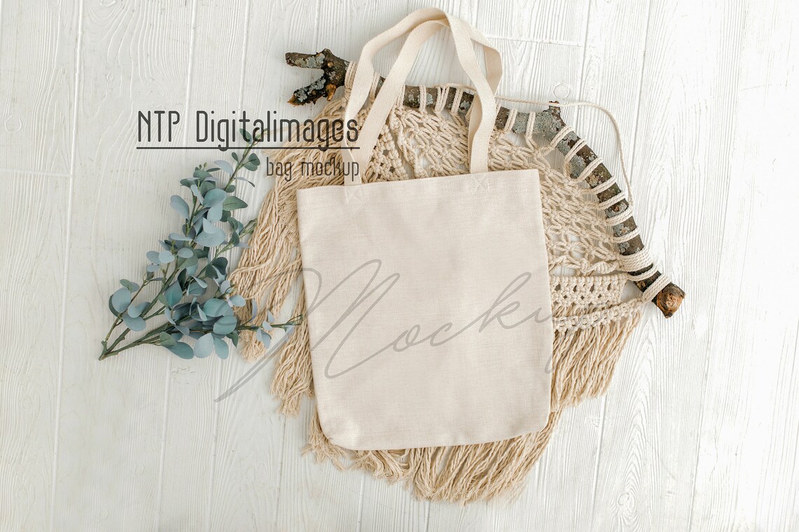 Canvas Tote Bag Mockup Spring Tote Bag Mockup Styled Stock Photo ...