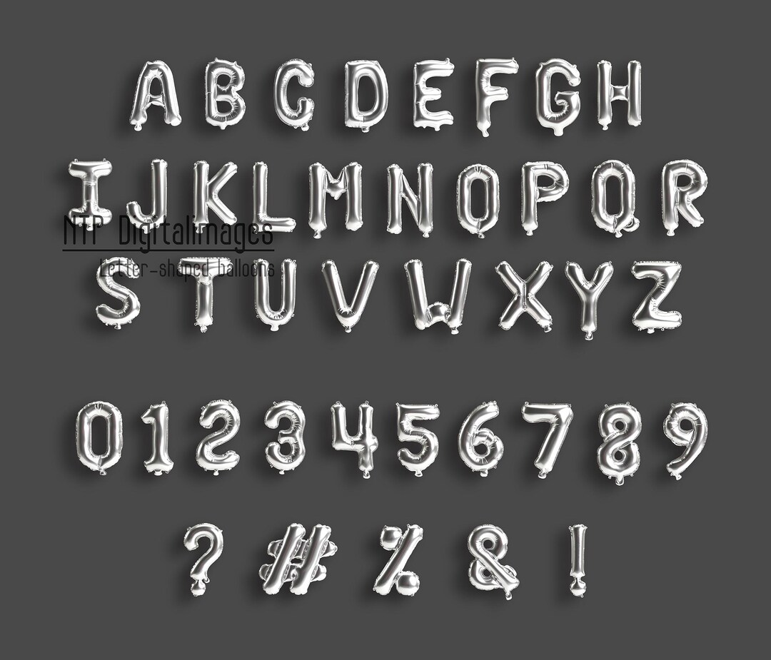 Silver Balloon Font PNG: Alphabet & Numbers (digital Download) - Etsy