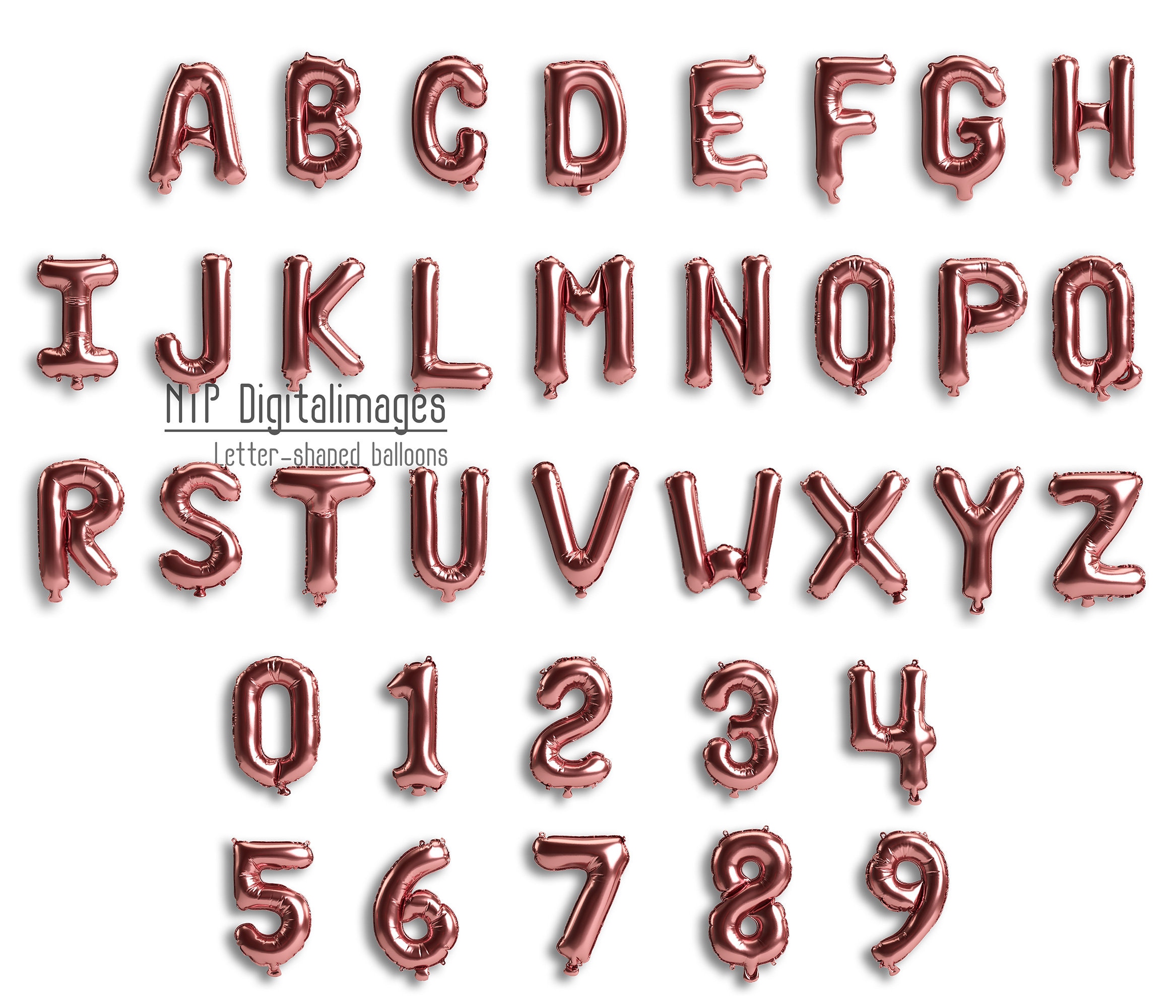 Balloons Font PNG Font Metalic Rose Balloons Alphabet Font, Newspaper ...
