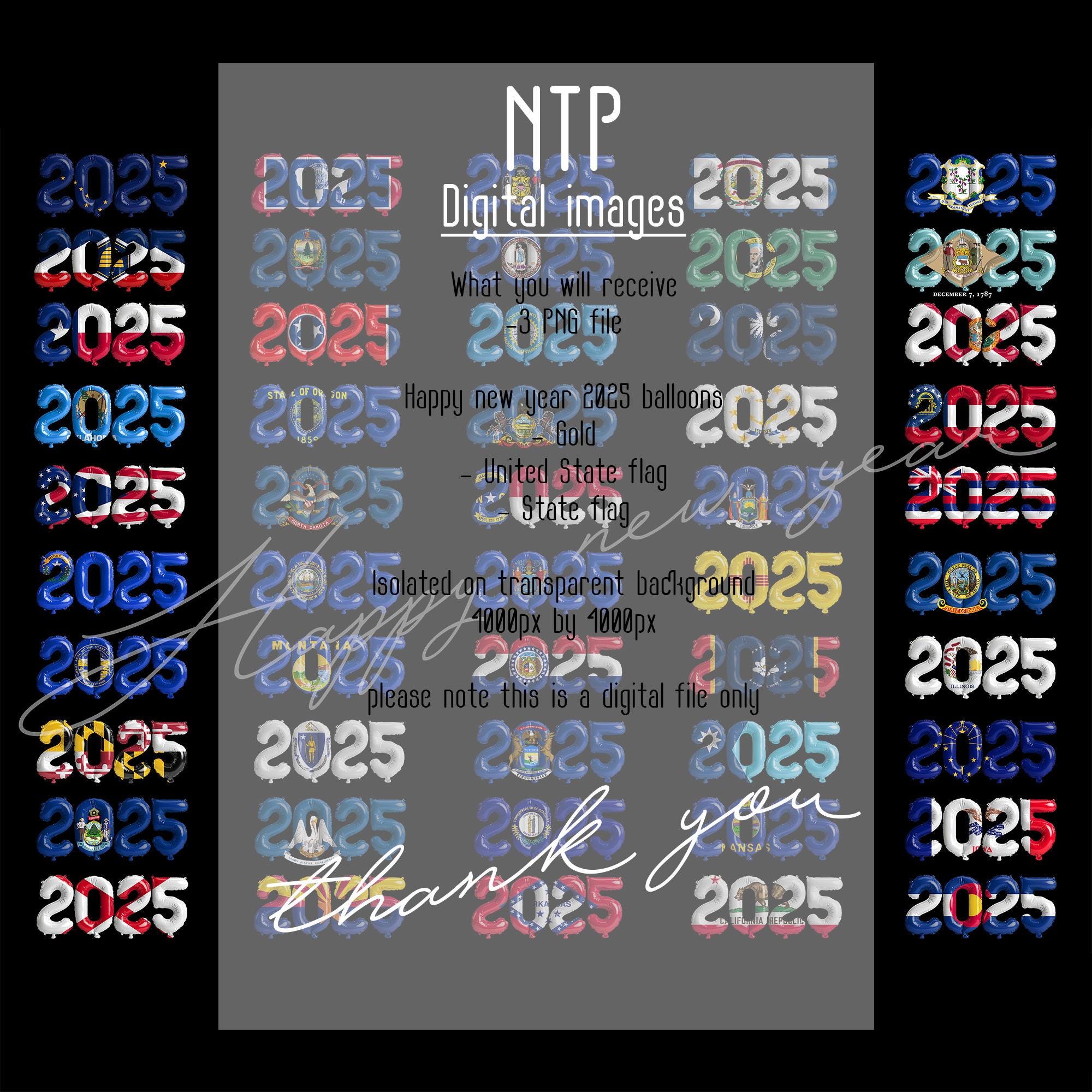 Happy New Year 2025 With Ohio State Flag Balloons, PNG Poster, 2025 ...