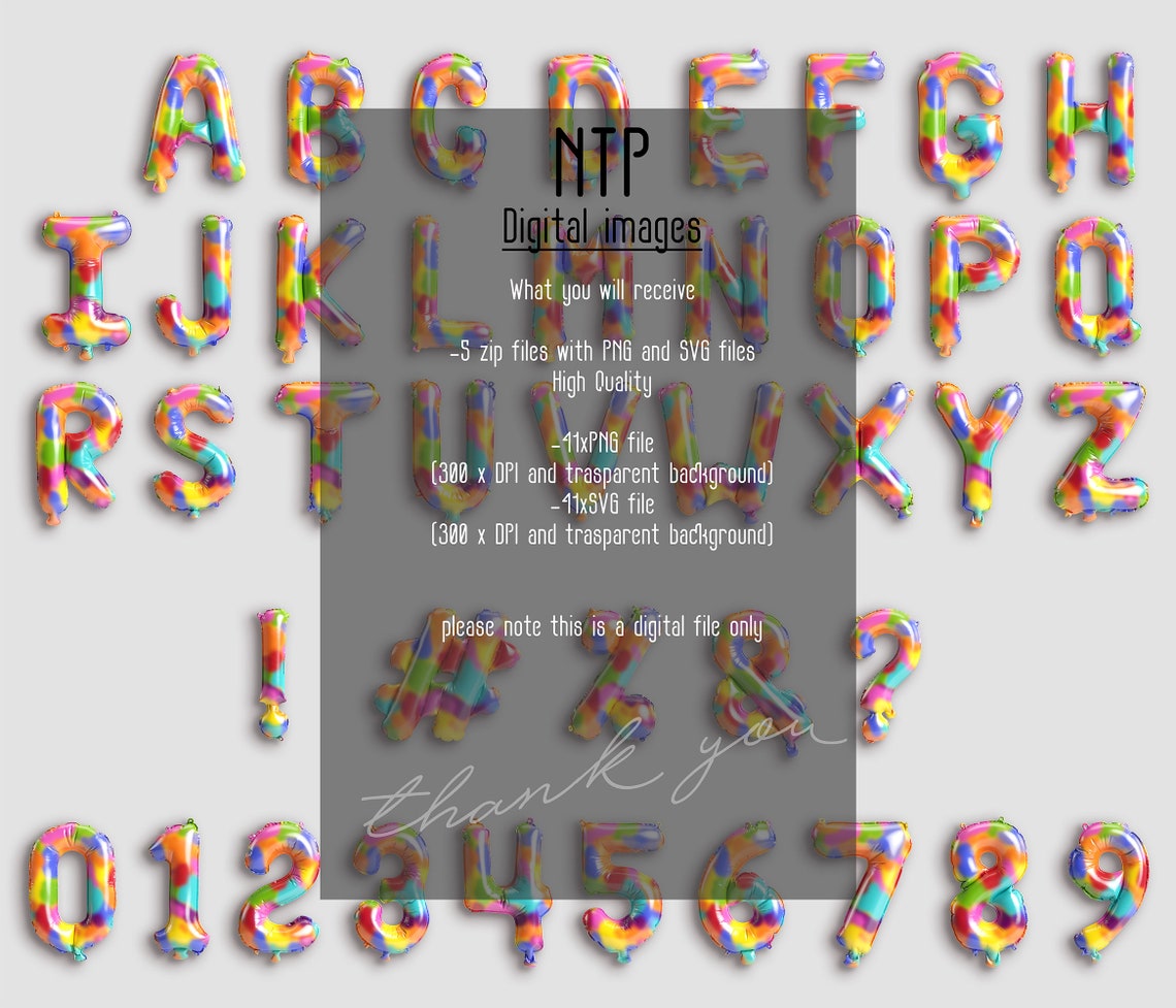 Balloons Font PNG Font Rainbow Balloons Alphabet Font, Newspaper PNG ...