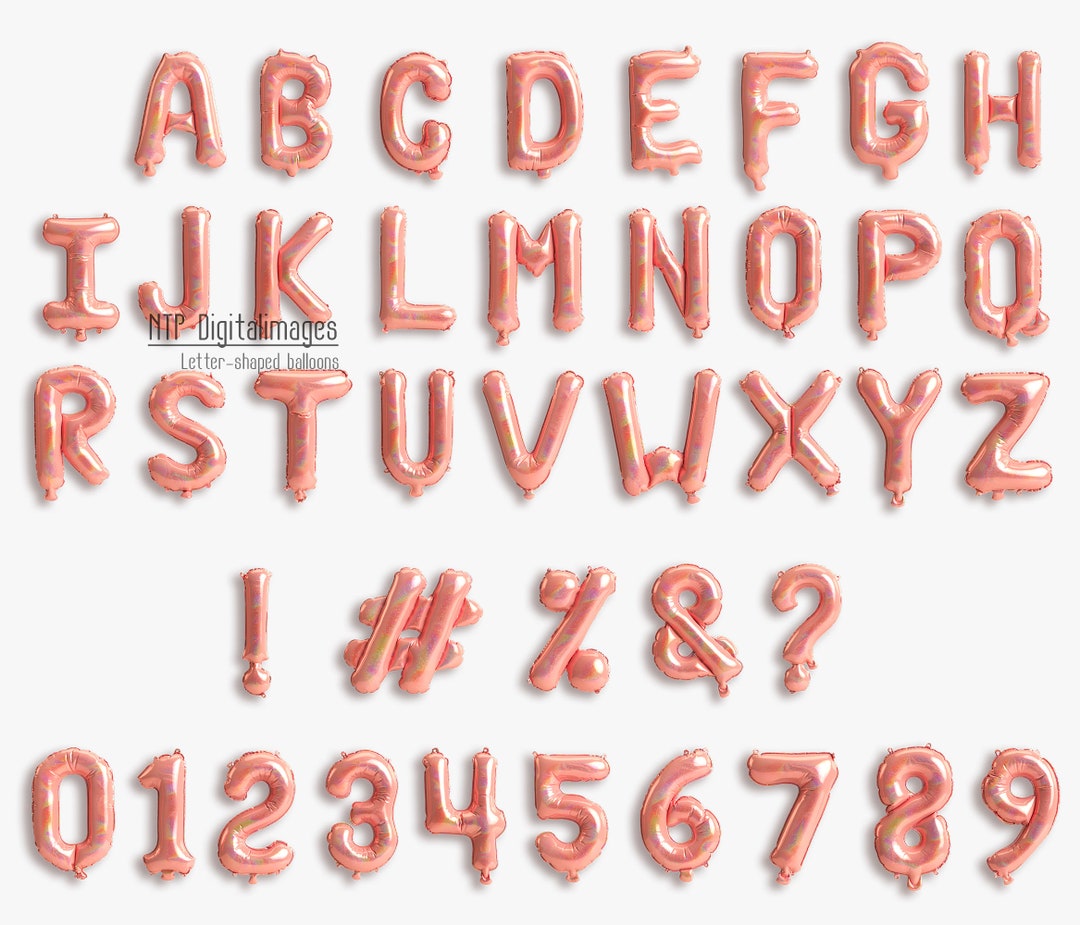 Balloons Font PNG Font Holo Pink Balloons Alphabet Font, Newspaper PNG ...